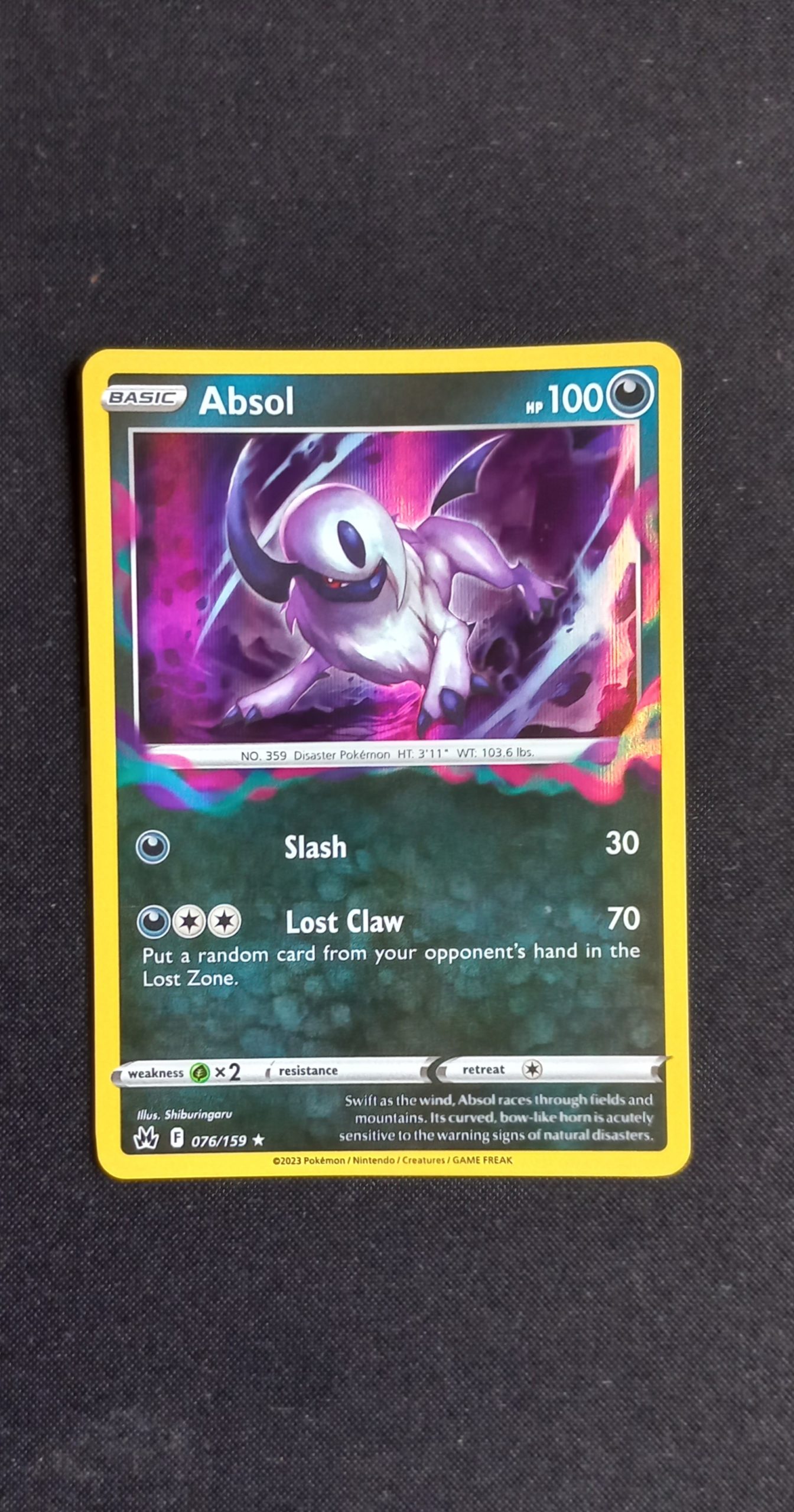 Absol – Crown Zenith (CRZ) 076/159 / Holo Rare Foil (NM) – The Vintage Toy Shop